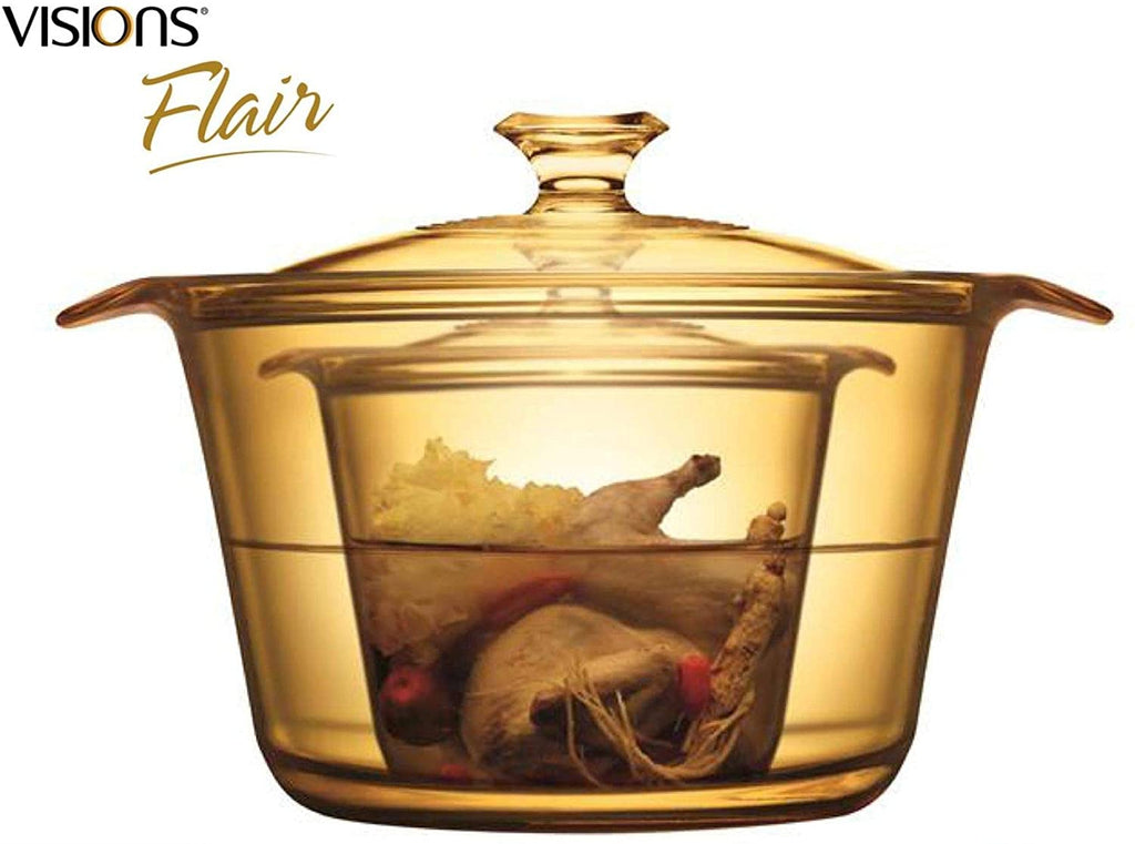 VISIONS Pyroceram Glass Flair 4Pc Casserole and Cookpot Pot Set (1.2L ...